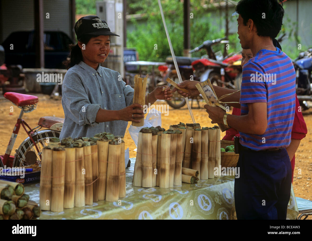 2435 Stick rice stall North East Thailand Stock Photo - Alamy