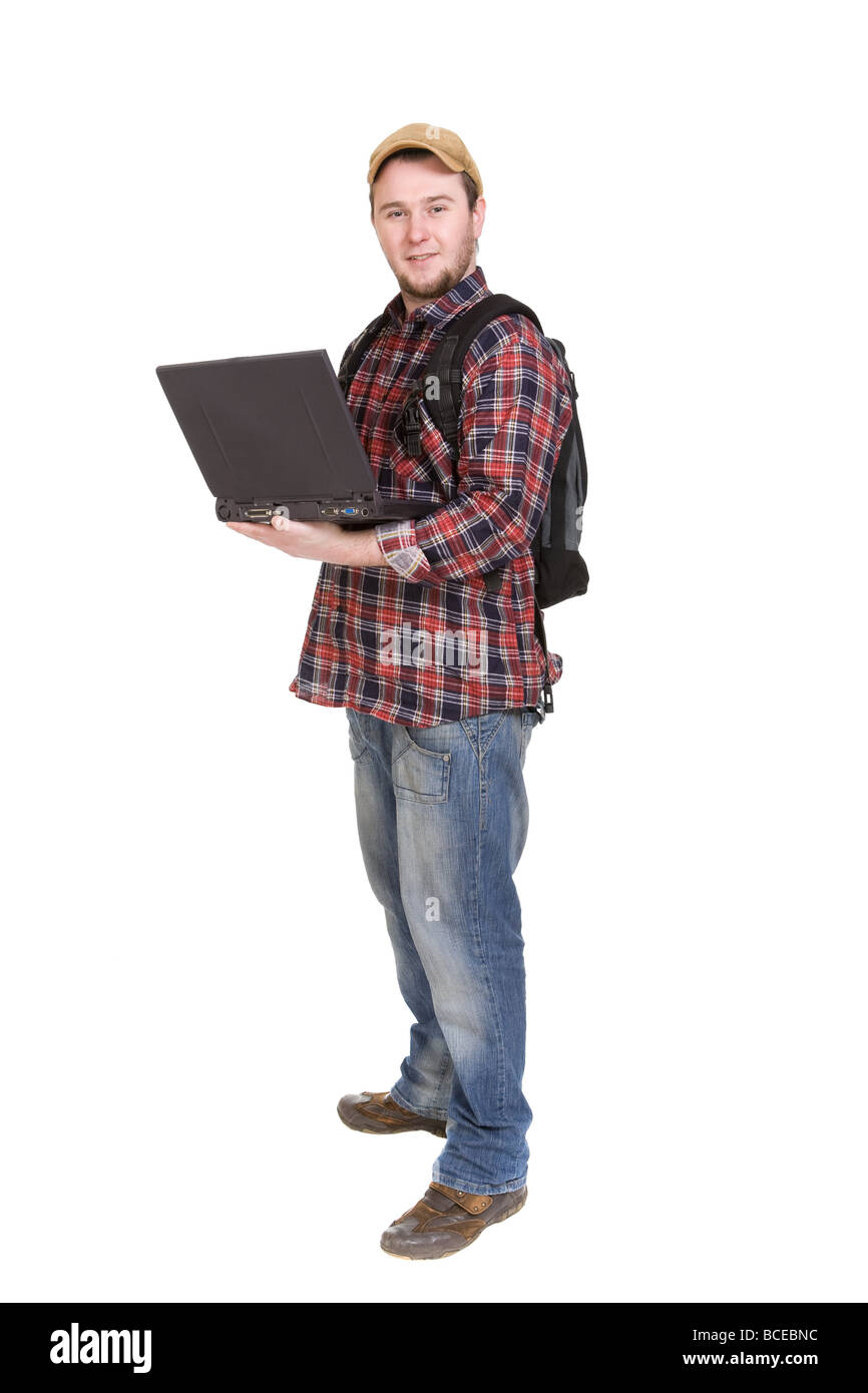 happy student over white background Stock Photo - Alamy