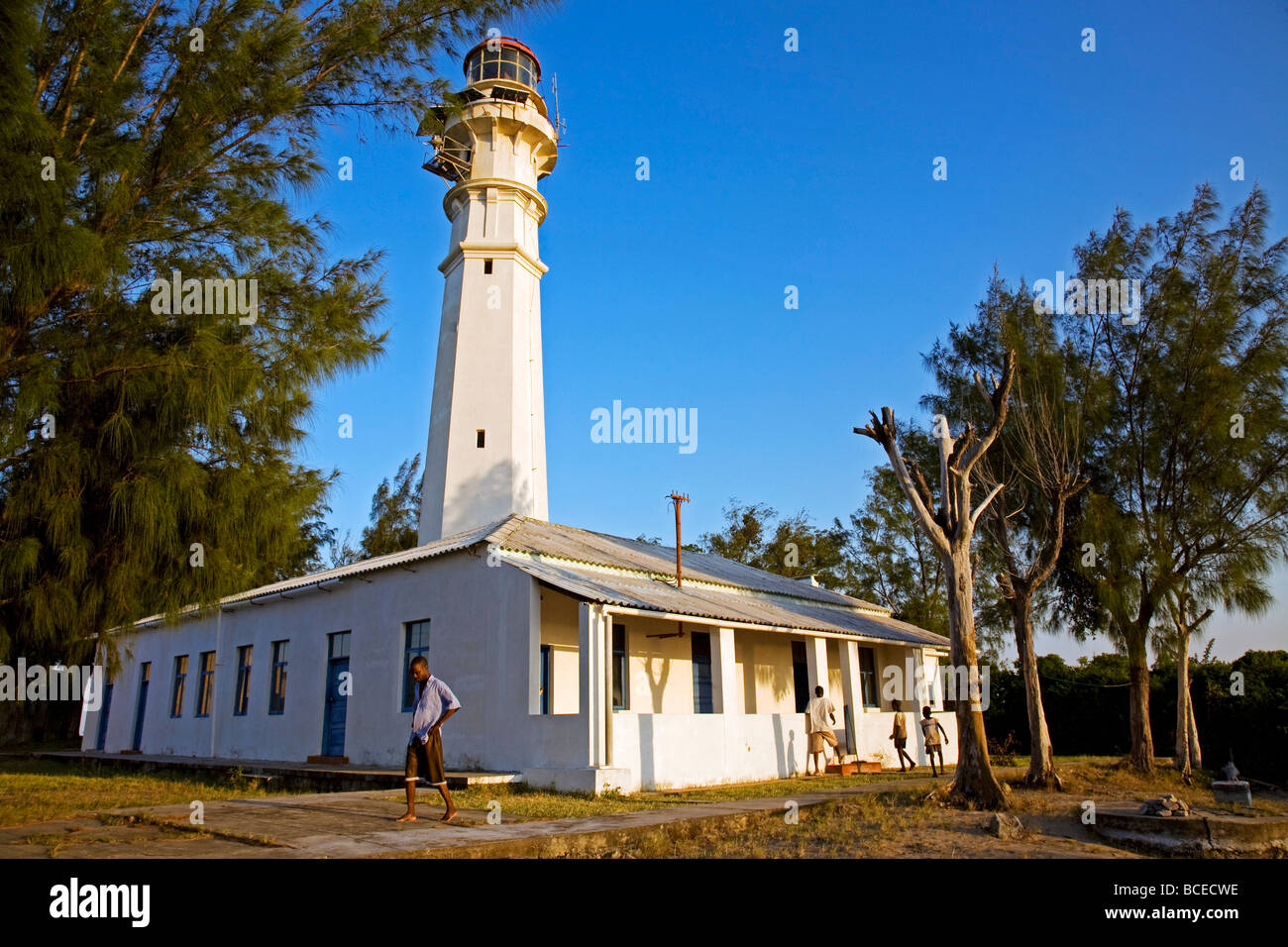 Mozambique, Inhaca Island. The Northern Lighthouse at sunset on Inhaca ...