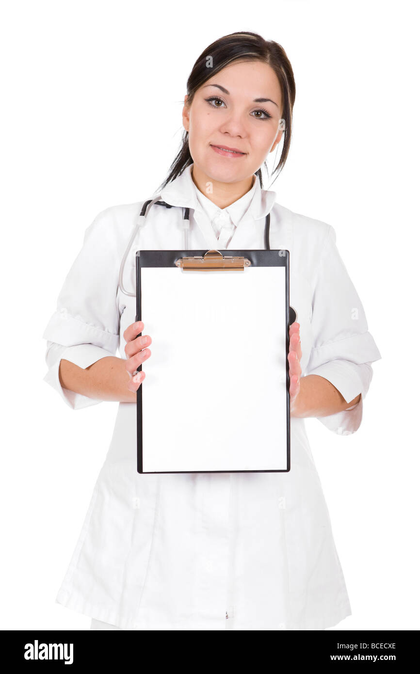 attractive female doctor isolated over white background Stock Photo - Alamy