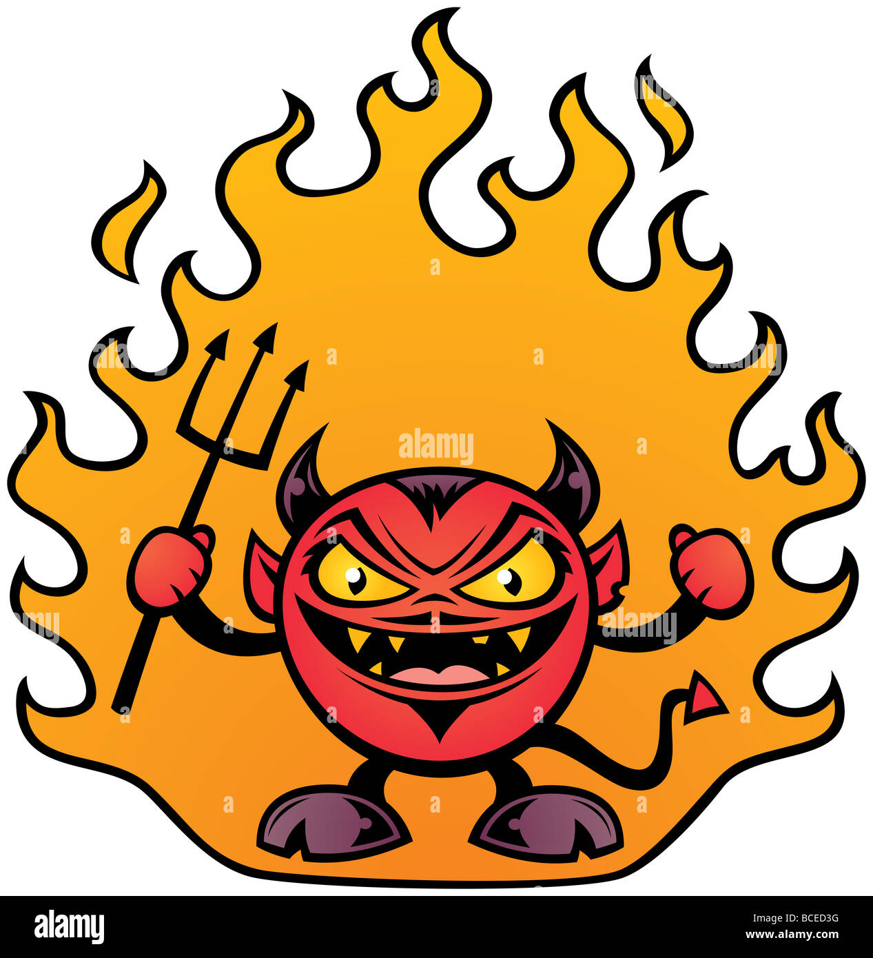 Vector illustration of a fat little devil character Stock Photo - Alamy
