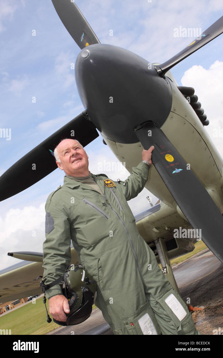 Lt Cdr John Beattie famous pilot and aviator stands in front of a ...