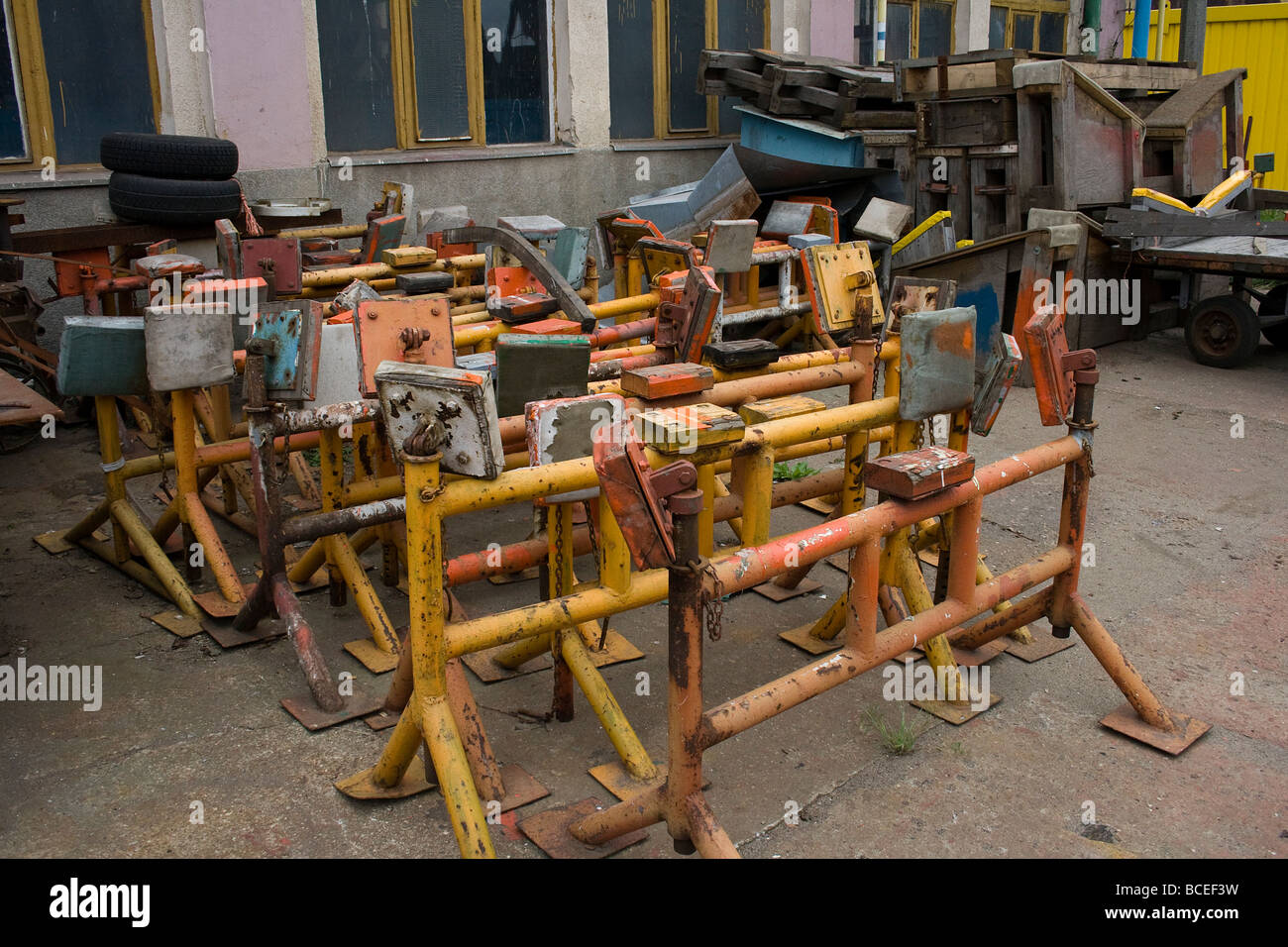 Taken at Remontowa Shipyard, Gdansk 2009. Metal support construction ...