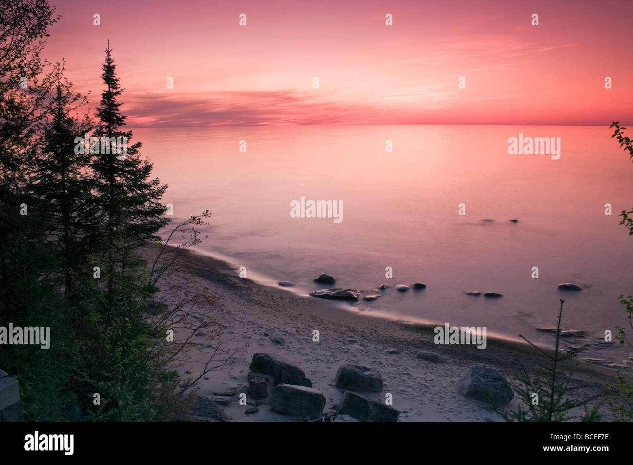 Sunset in Pictured Rocks National Lakeshore Stock Photo - Alamy