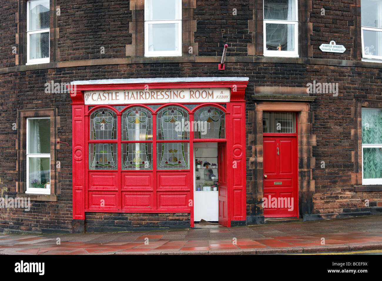 Red shop front Stock Photo - Alamy
