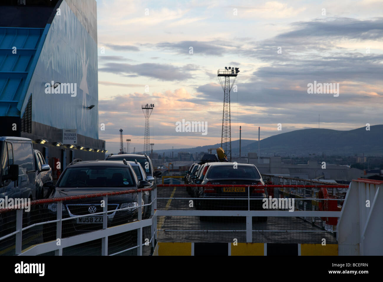 cars on the vehicle deck of the norfolkline passenger car ferry mersey ...