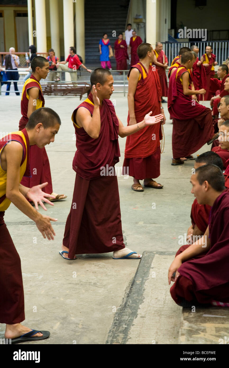 Buddhist monks debating, at the Namgyal temple in the Tsuglagkhang ...