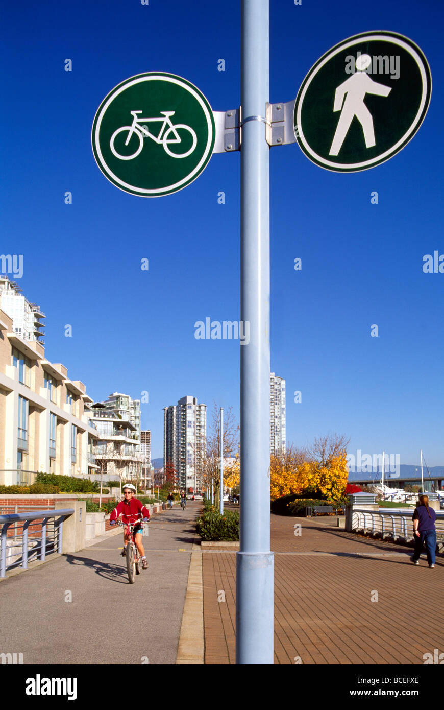 Bicycle Riding and Pedestrian Walking Graphic Symbol Signs directing ...