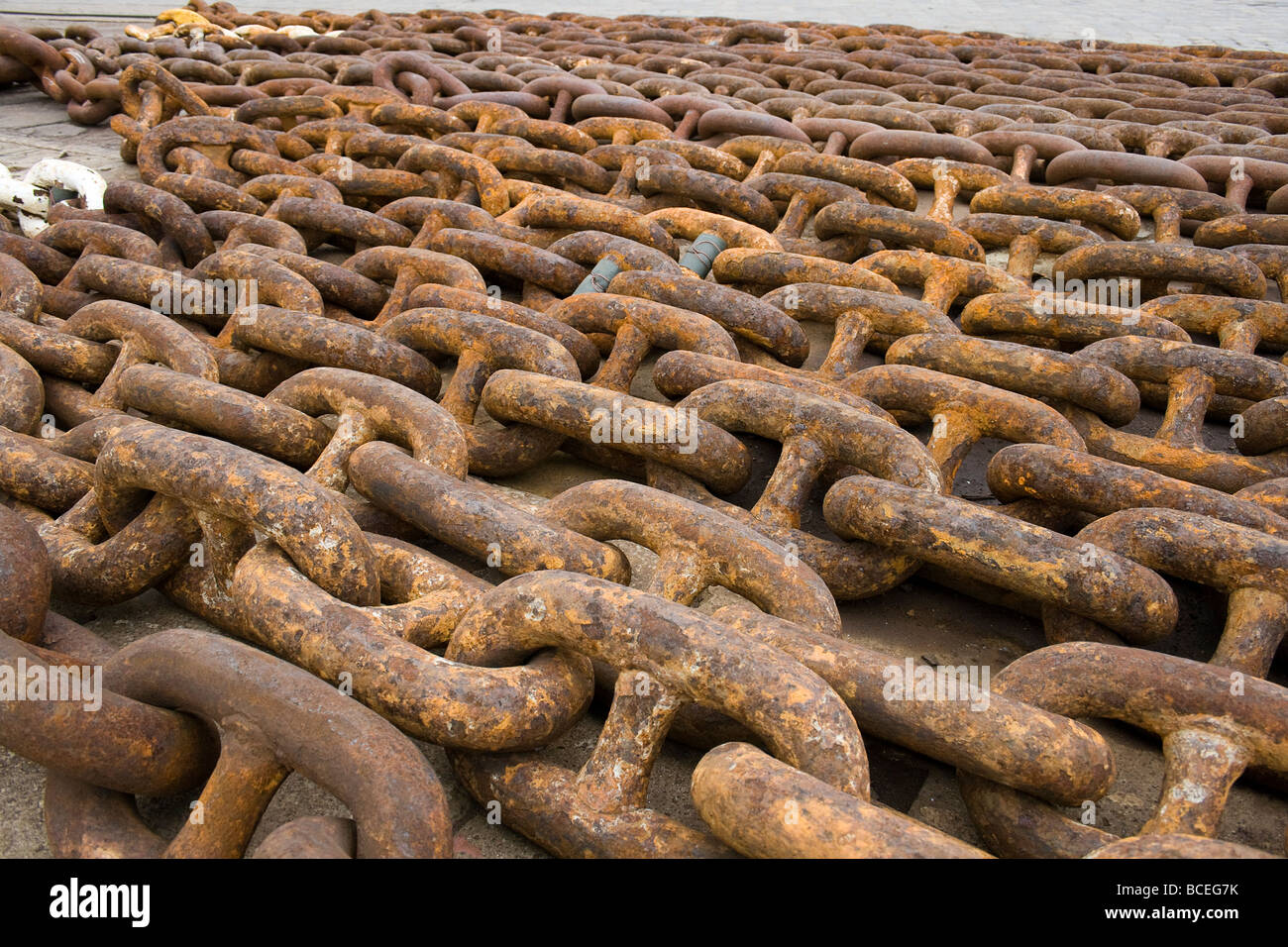 Rusty chains of ships Anchor. Taken at Stocznia Remontowa Shipyard in ...
