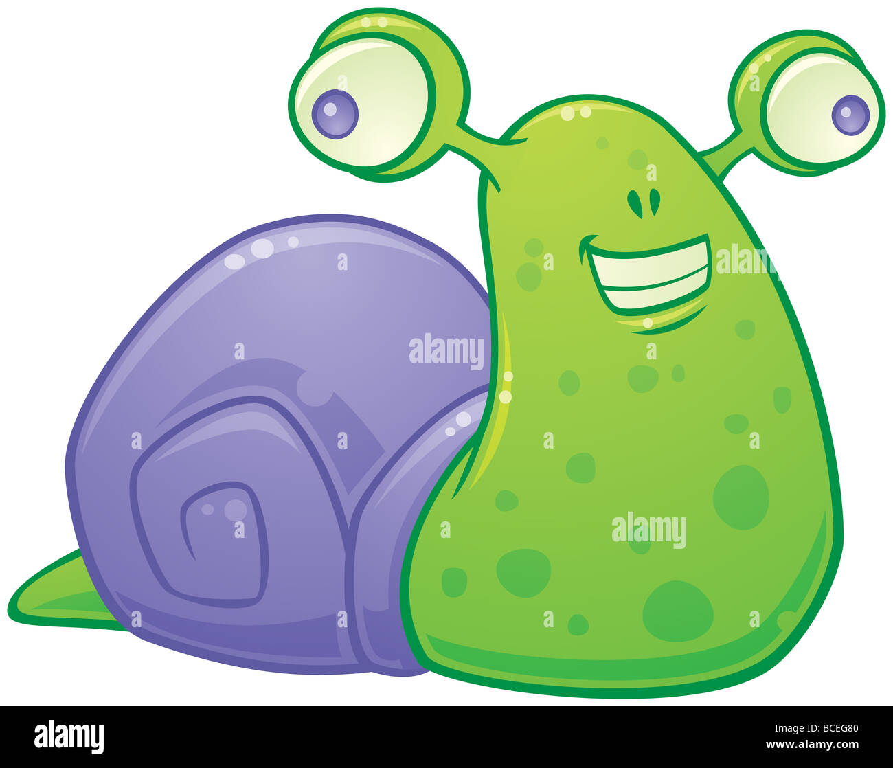 Cartoon vector illustration of a happy little snail Stock Photo - Alamy