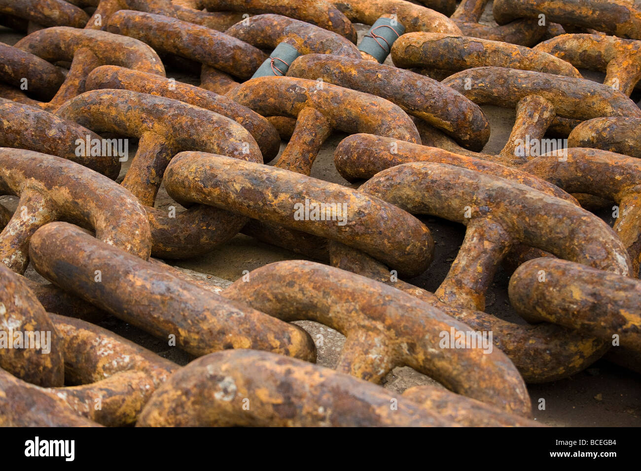 Rusty chains of ships Anchor. Taken at Stocznia Remontowa Shipyard in ...