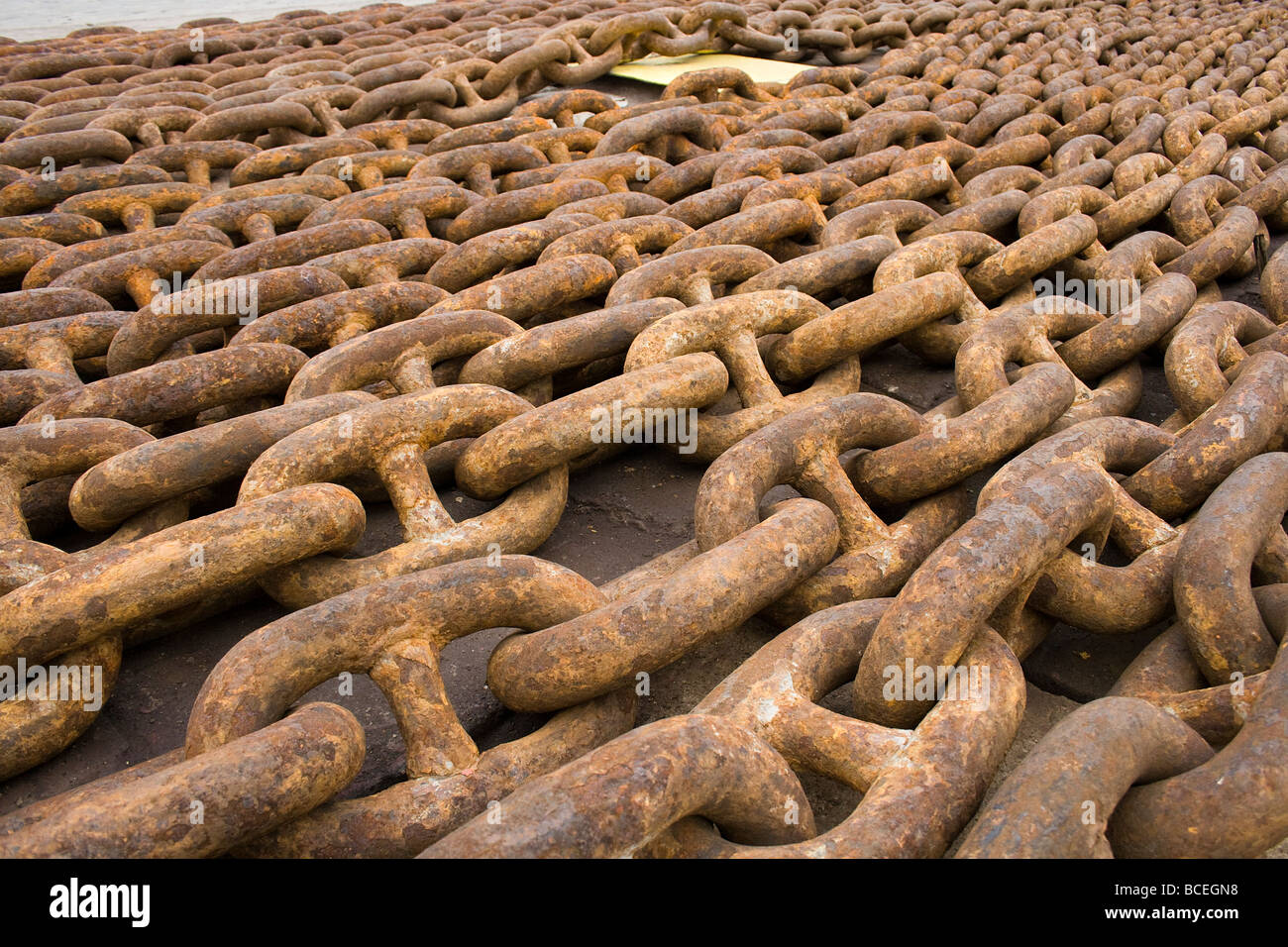 Rusty chains of ships Anchor. Taken at Stocznia Remontowa Shipyard in ...