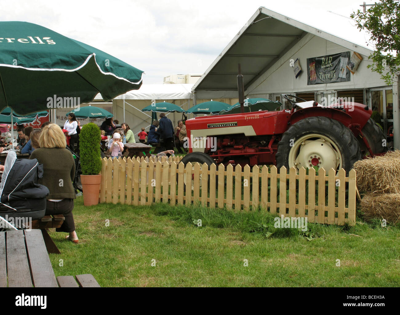 Farming tractor outside Tyrrell's licensed public bar at the Hay-on-Wye ...