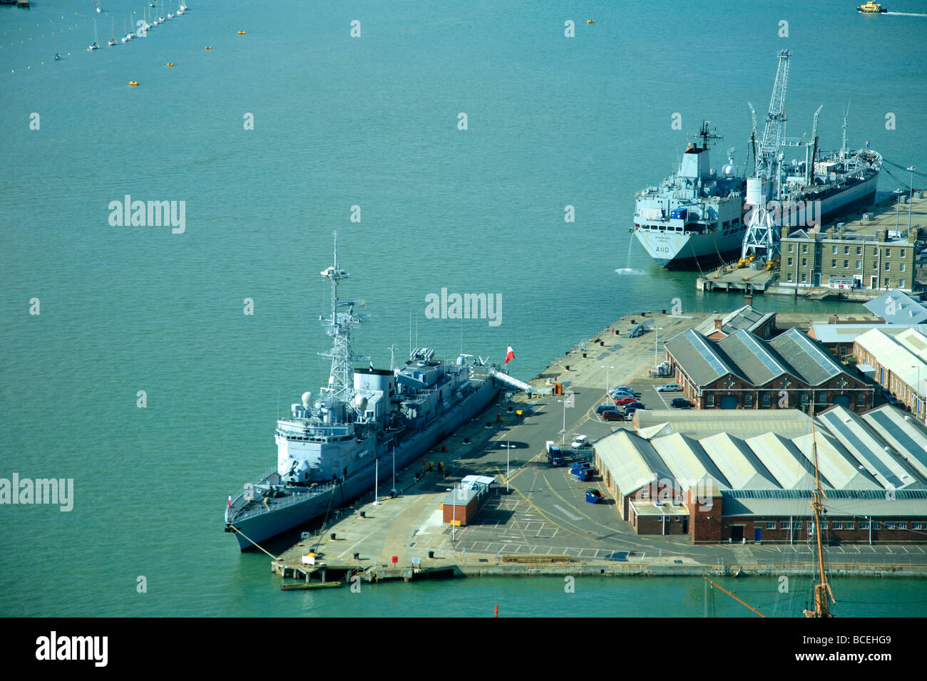 Portsmouth Harbour Naval Dockyards from the Viewing Platform Millennium ...