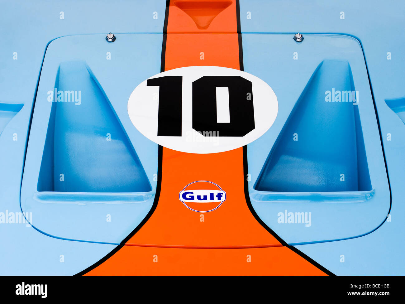 Gulf logo and classic Gulf colours on a Ford GT 40 Stock Photo ...