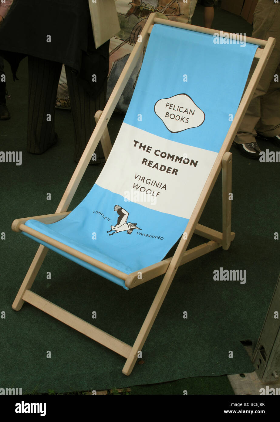 Book advertising deckchair at the Hay-on-Wye Guardian Book Festival on ...