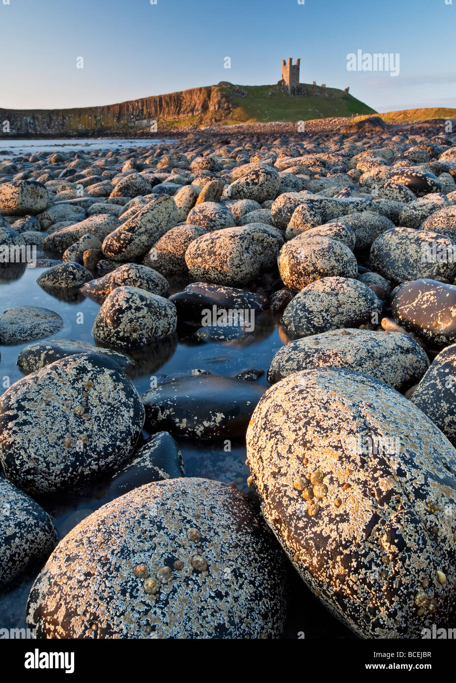 The view of Dunstanburgh Castle from the north bay showing the Lilburn ...