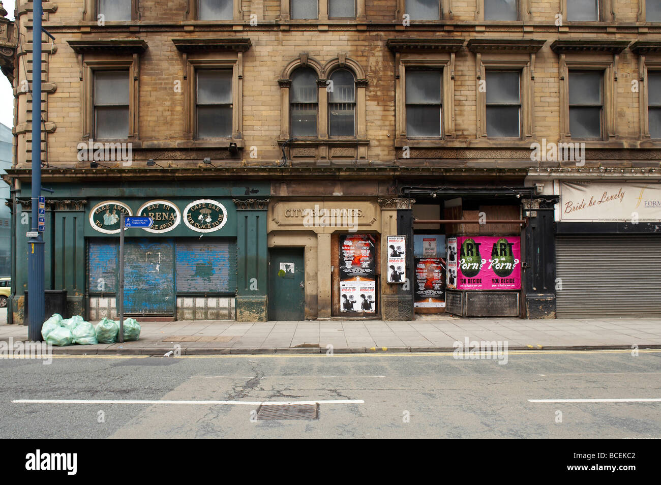 Closed down shops in City Buildings Manchester UK Stock Photo - Alamy