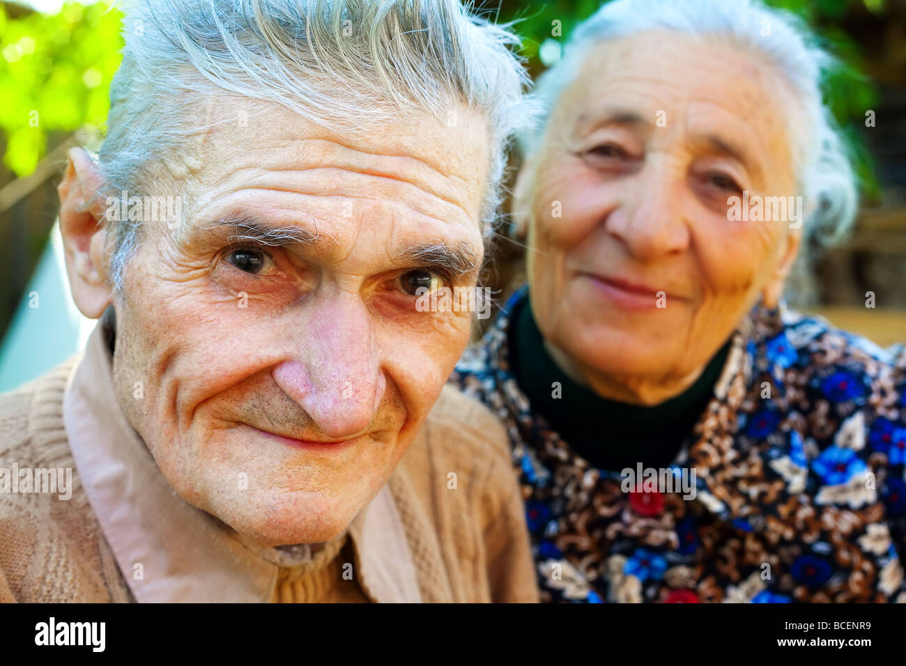 Old couple two happy smiling seniors Stock Photo - Alamy