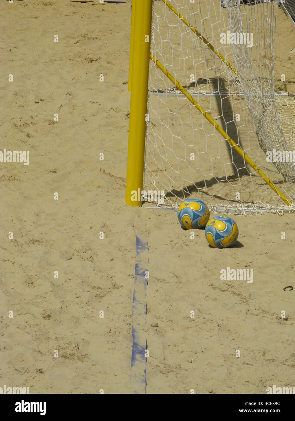 empty beach soccer pitch in sun Stock Photo - Alamy