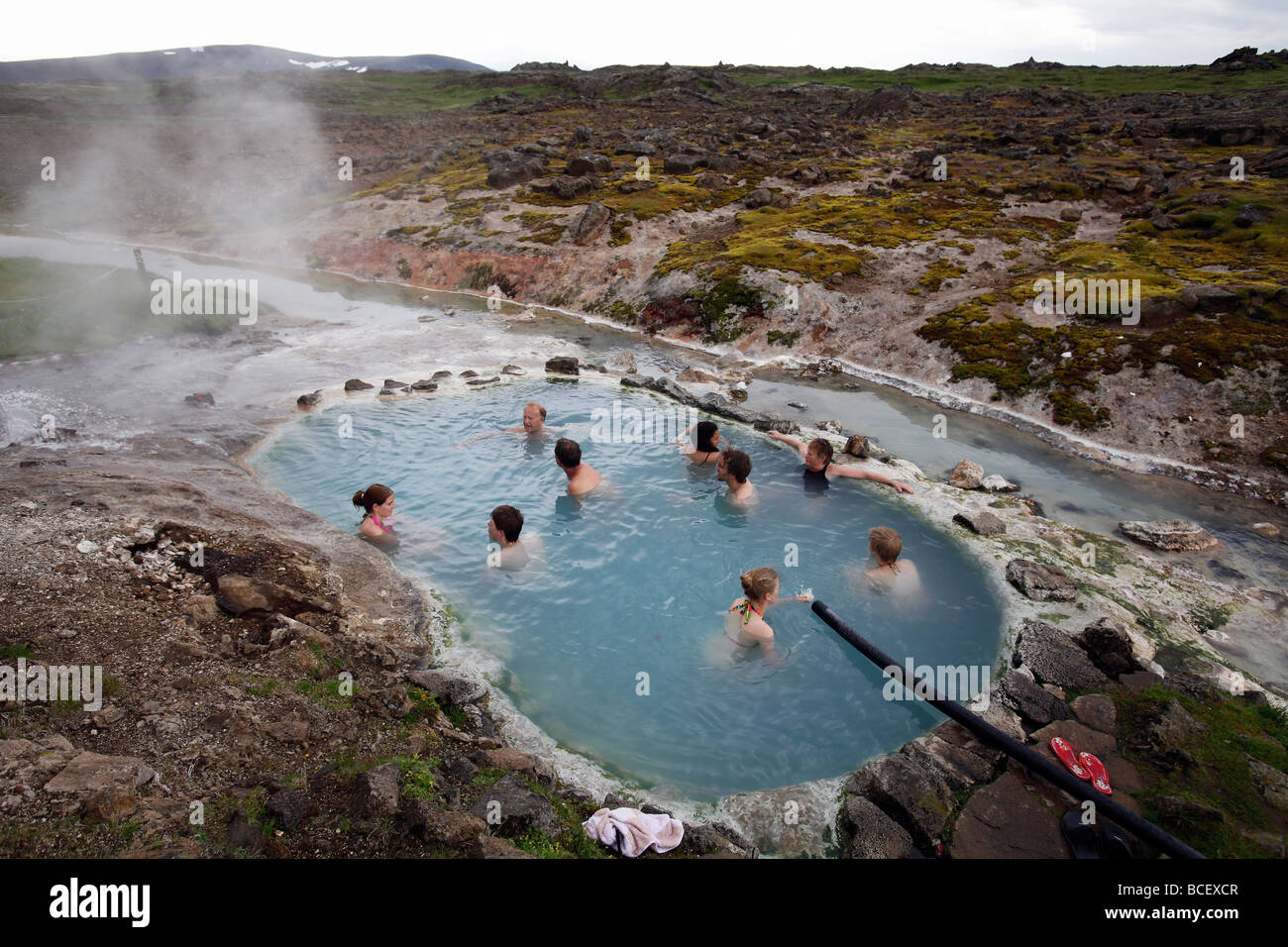 Man made geothermal bathing pool, Hveravellir, interior Iceland Stock ...