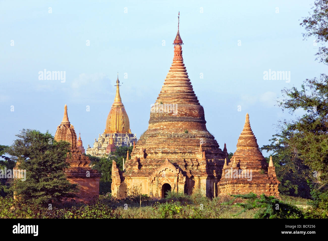 Myanmar. Burma. Bagan. Ancient Buddhist temples near the Shwesadaw ...