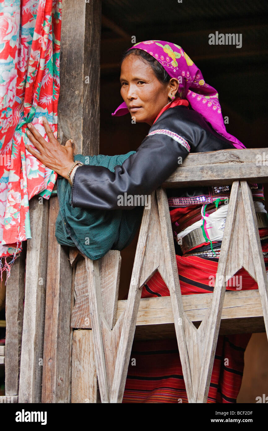 Myanmar. Burma. Wanpauk village. A Palaung woman of the Tibetan-Myanmar ...