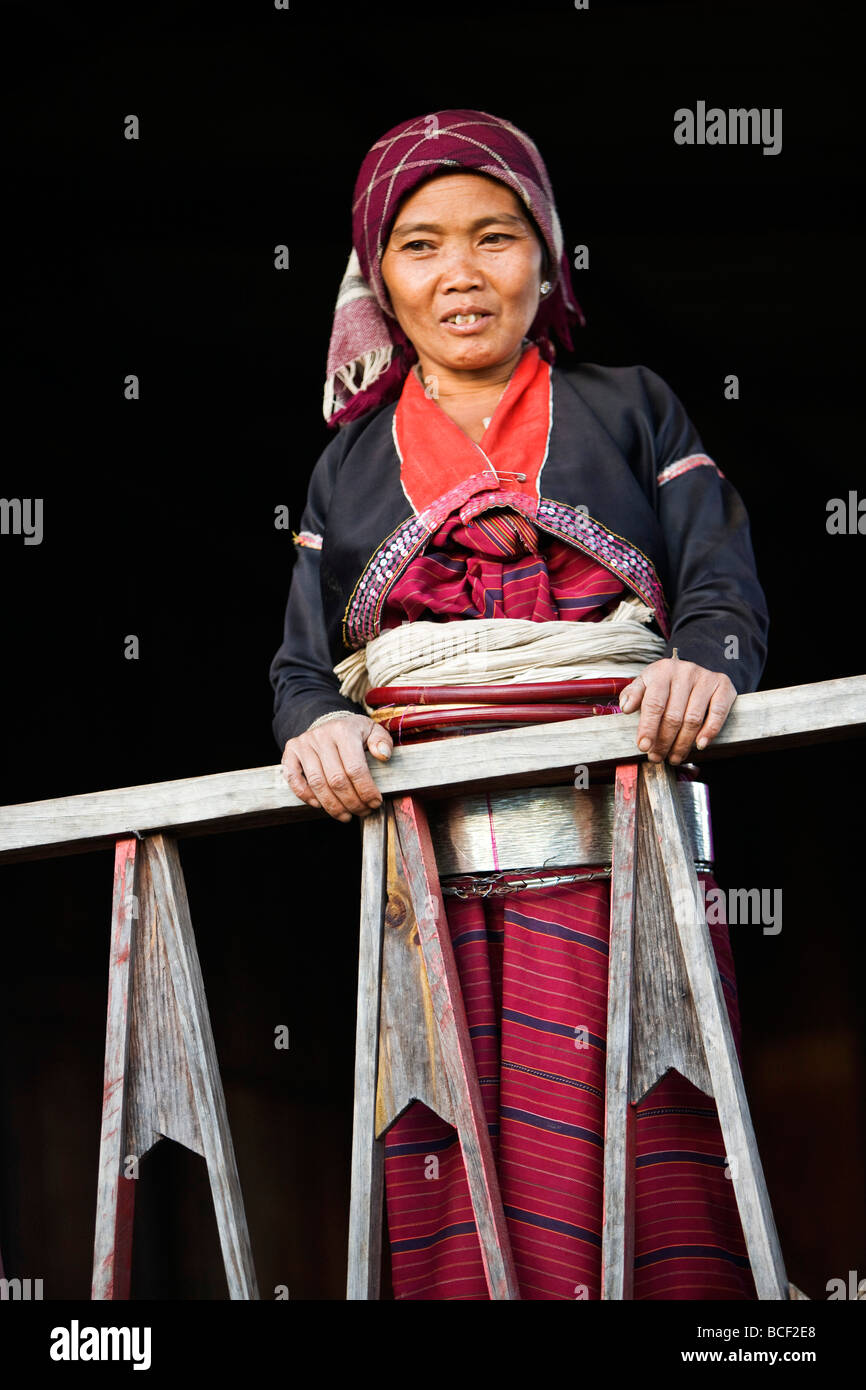 Myanmar. Burma. Wanpauk village. A Palaung woman of the Tibetan-Myanmar ...