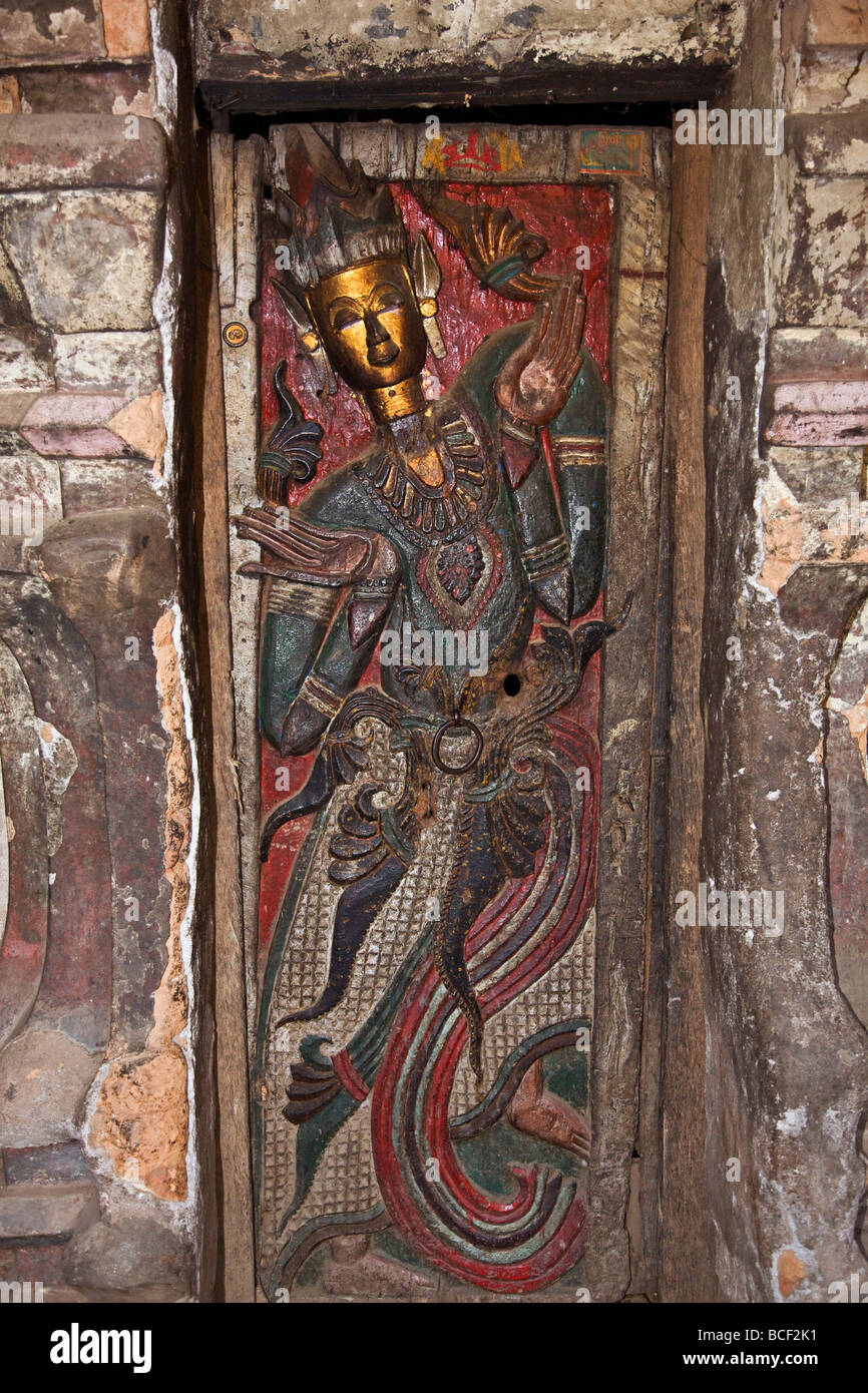 Myanmar, Burma, Wun nyat. An original carved and decorated doors of the ...
