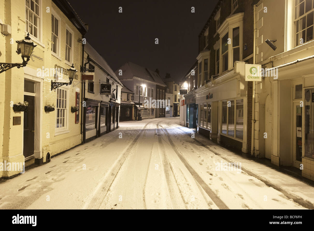 Snow Scene Butcher Row Beverley East Yorkshire UK Stock Photo - Alamy