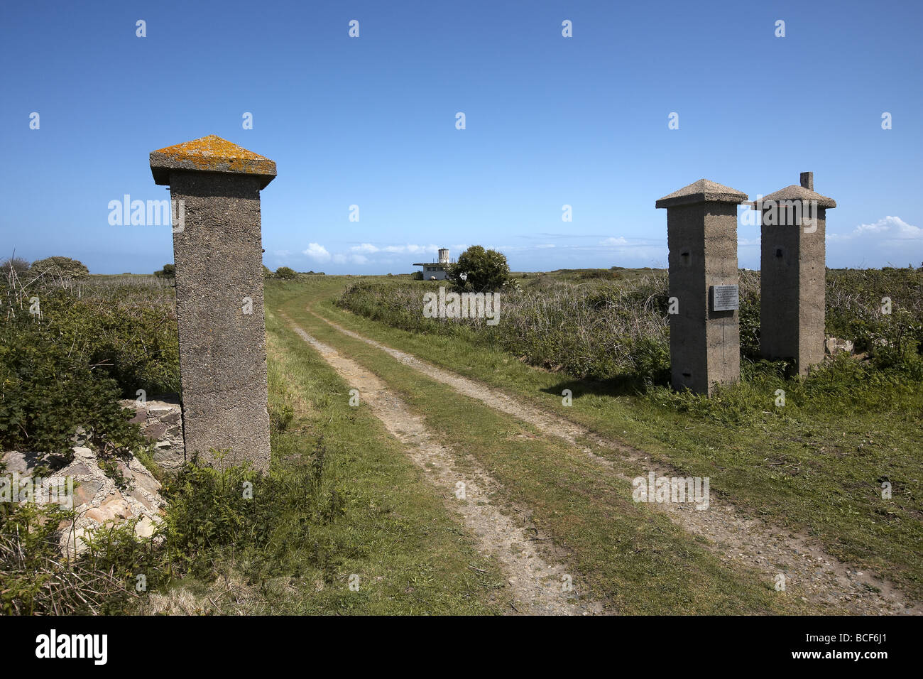 The entrance to the former German concentration camp S S Lager Sylt ...