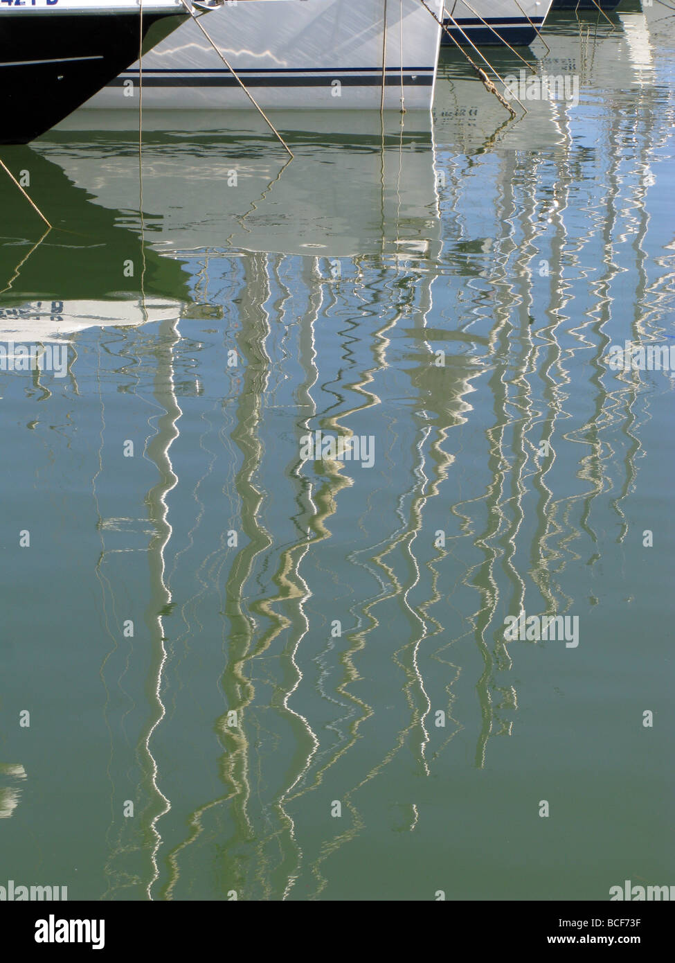 abstract reflection of many boats in water in sea Stock Photo - Alamy