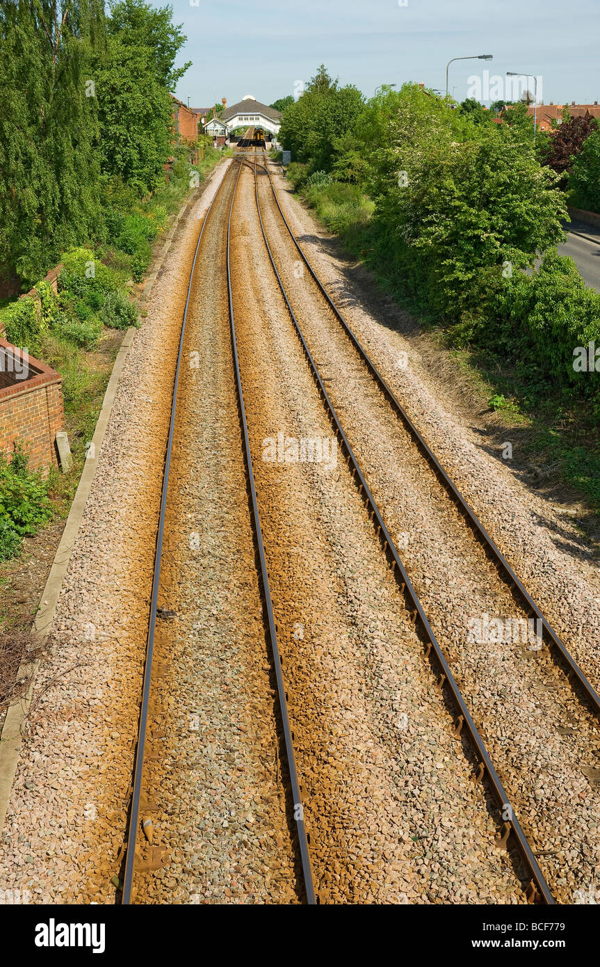 Empty railway line lines track at Beverley Station East Yorkshire ...