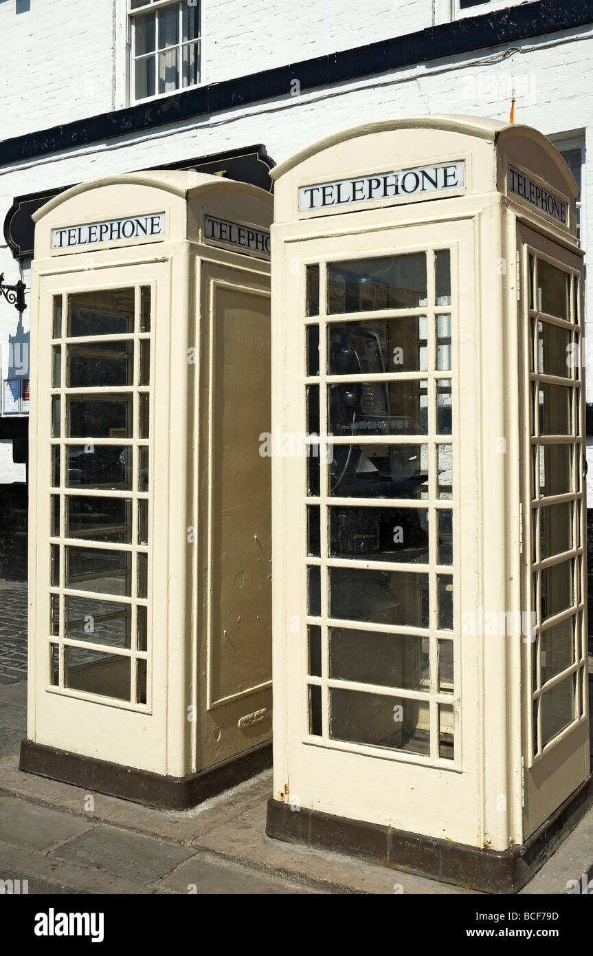 Cream public telephone boxes booth Beverley East Yorkshire England UK ...