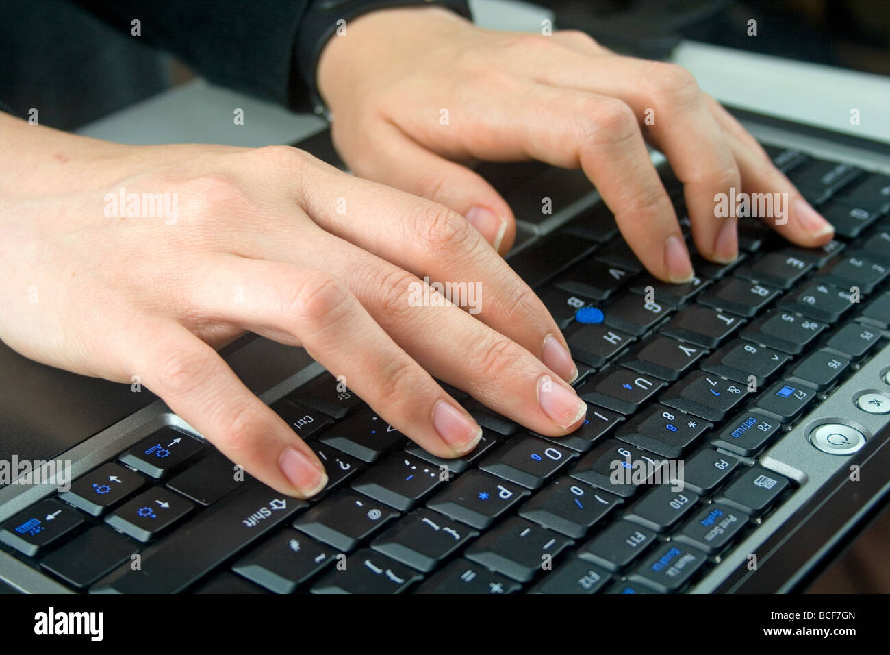 Female typing data on laptop hi-res stock photography and images - Alamy