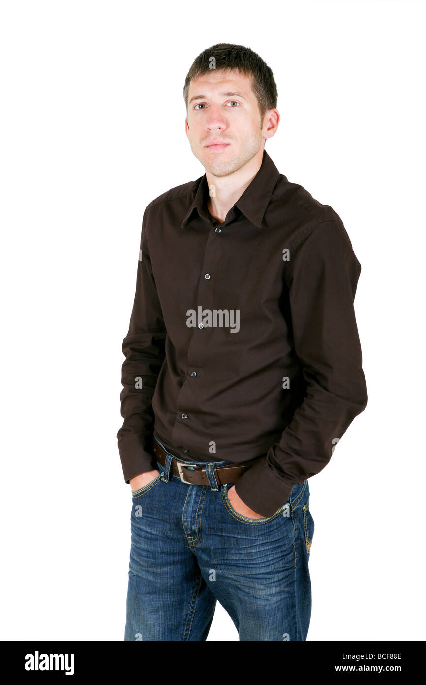 Handsome man on white Cut Out Stock Images & Pictures - Alamy