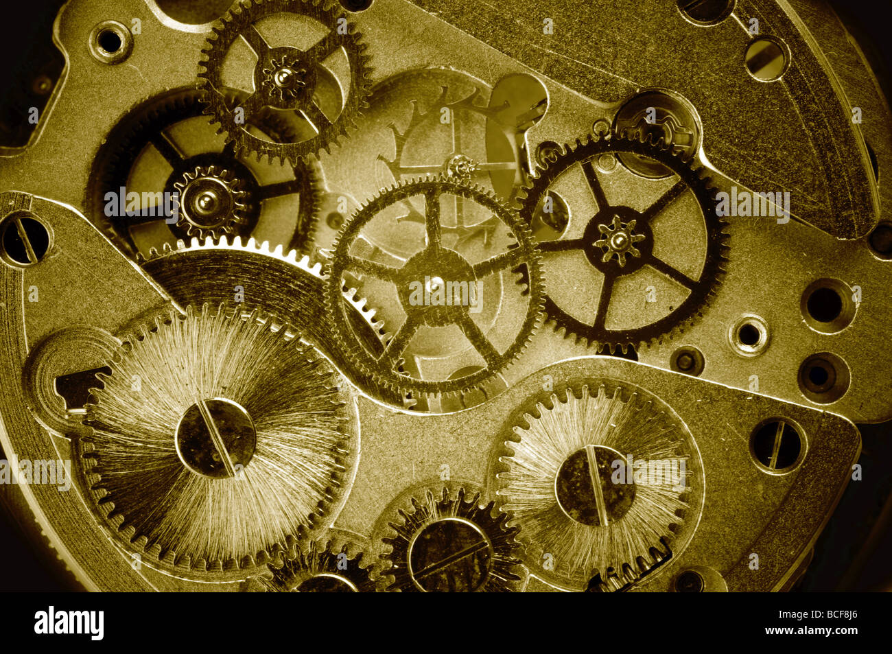 view of gears from old mechanism Stock Photo - Alamy