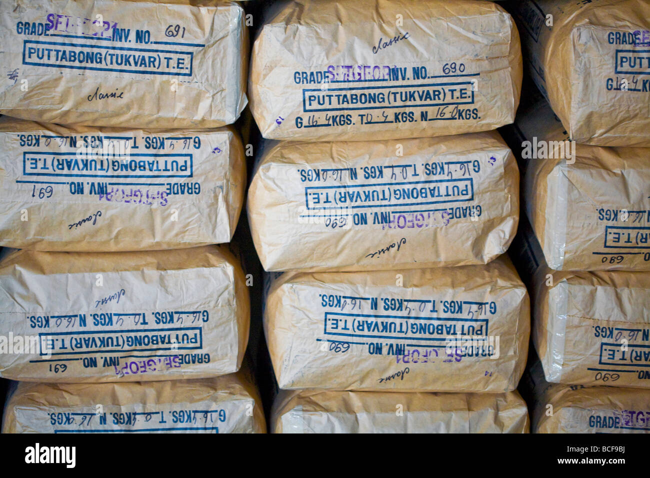 India, West Bengal, Darjeeling, Tukvar Tea Estate, Packed tea Stock ...