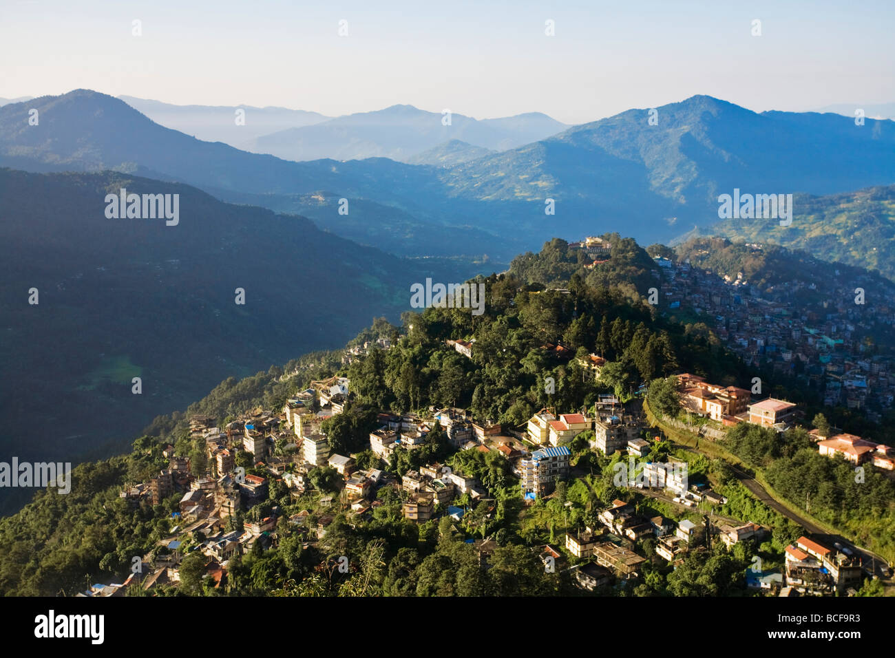 India, Sikkim, Gangtok, View of city from Ganesh Tok viewpoint Stock ...