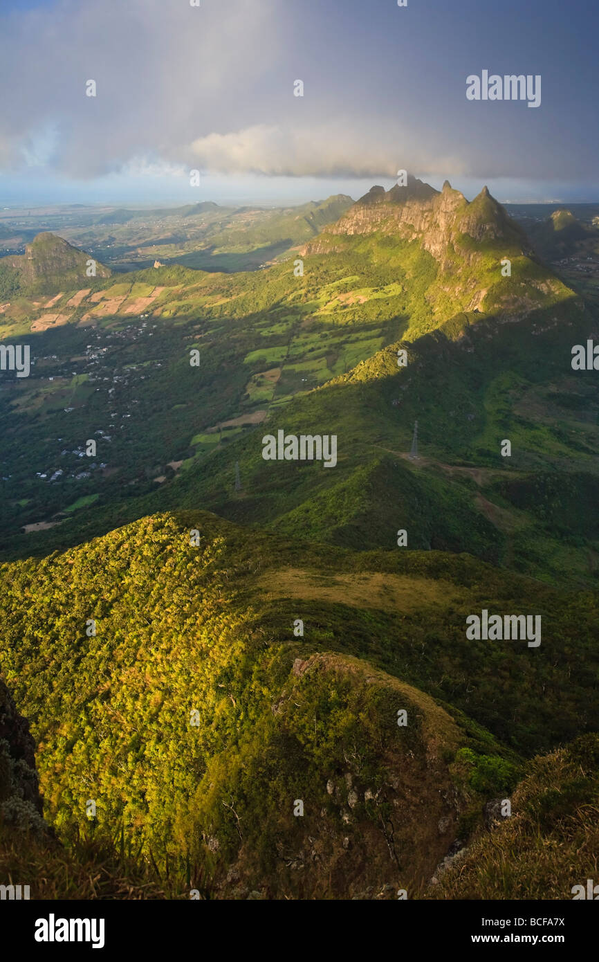 East Mauritius and Pieter Both Mountain, view from Le Pouce Peak ...