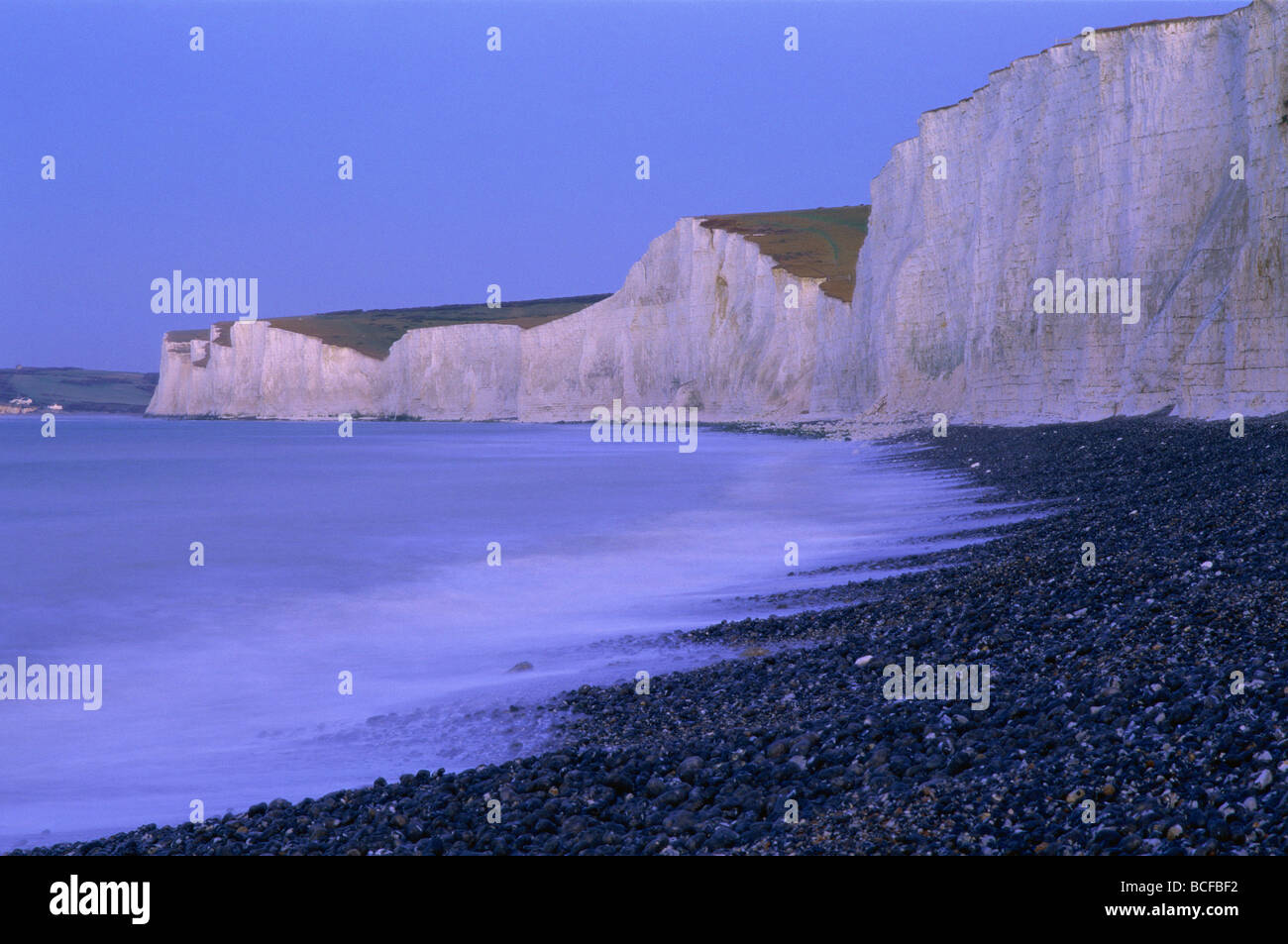 England, East Sussex, Beach at Seven Sisters and Beachy Head Stock ...