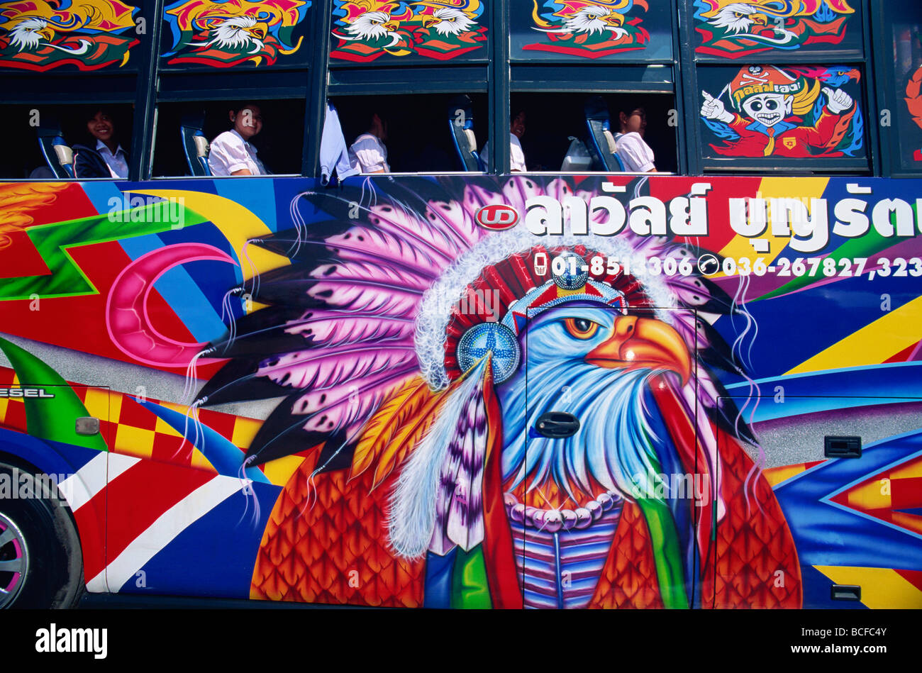 Thailand, Bangkok, Bus Decoration Artwork Stock Photo - Alamy