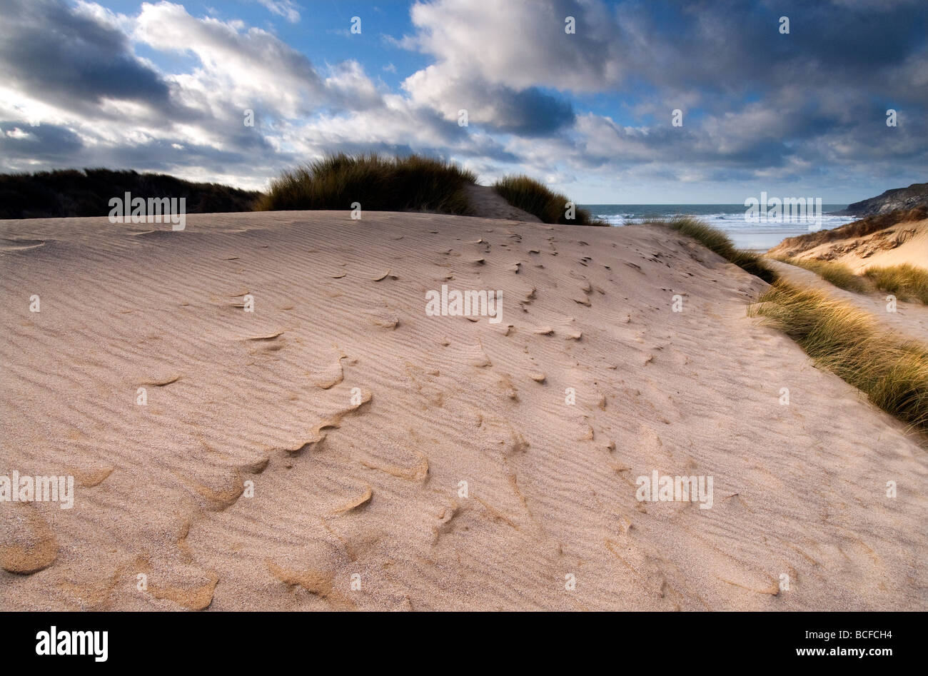 Sand Dunes at Holywell Bay North Cornwall Stock Photo - Alamy
