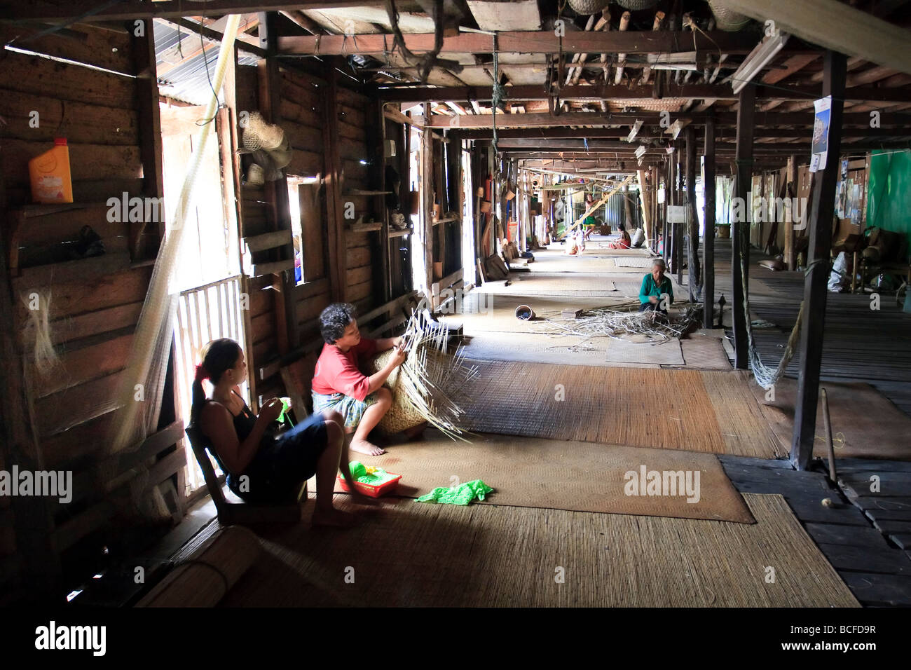 Iban traditional Longhouse (Communal House), Sarawak, Malaysian Borneo ...