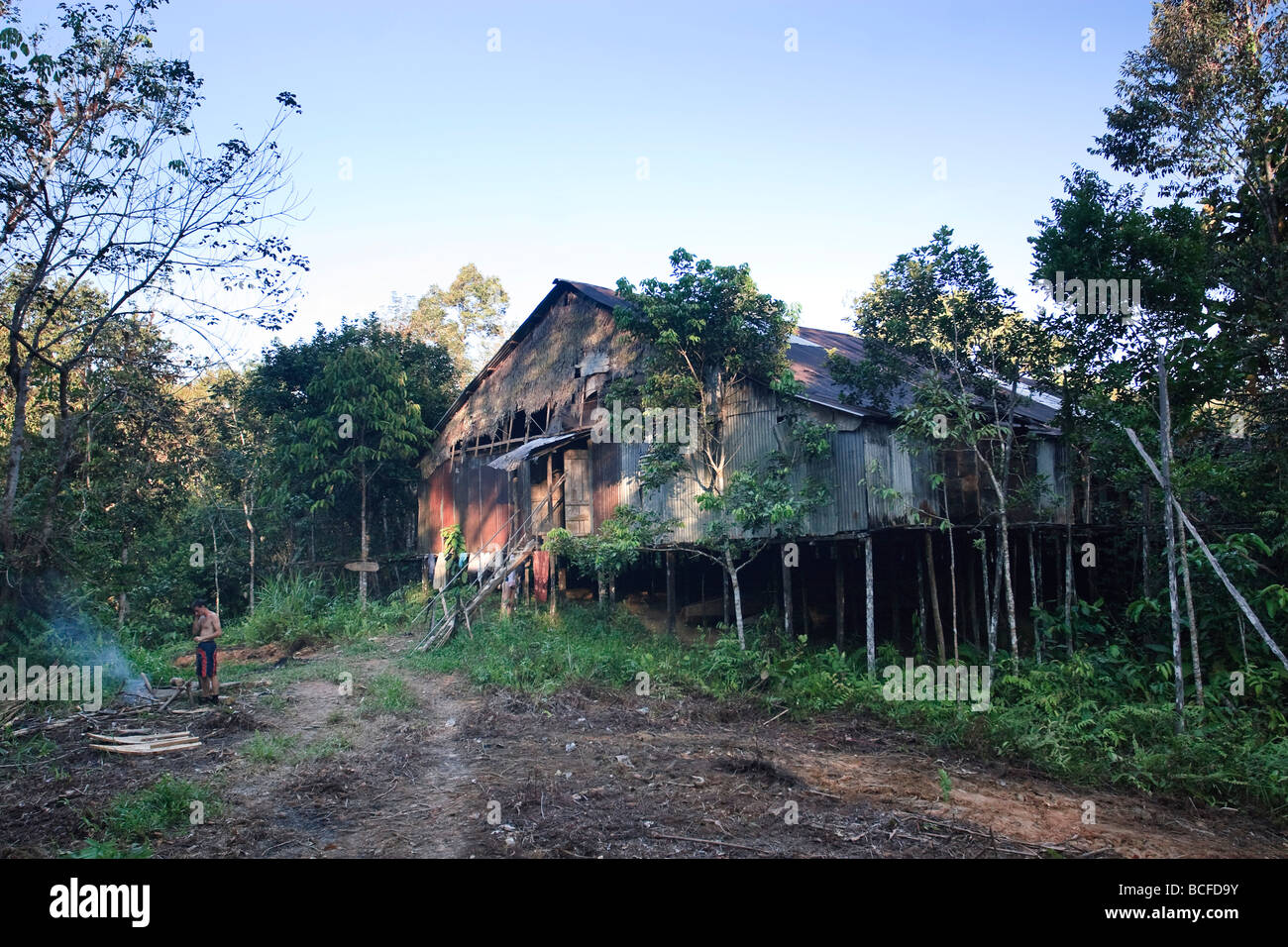Iban traditional Longhouse (Communal House), Sarawak, Malaysian Borneo ...