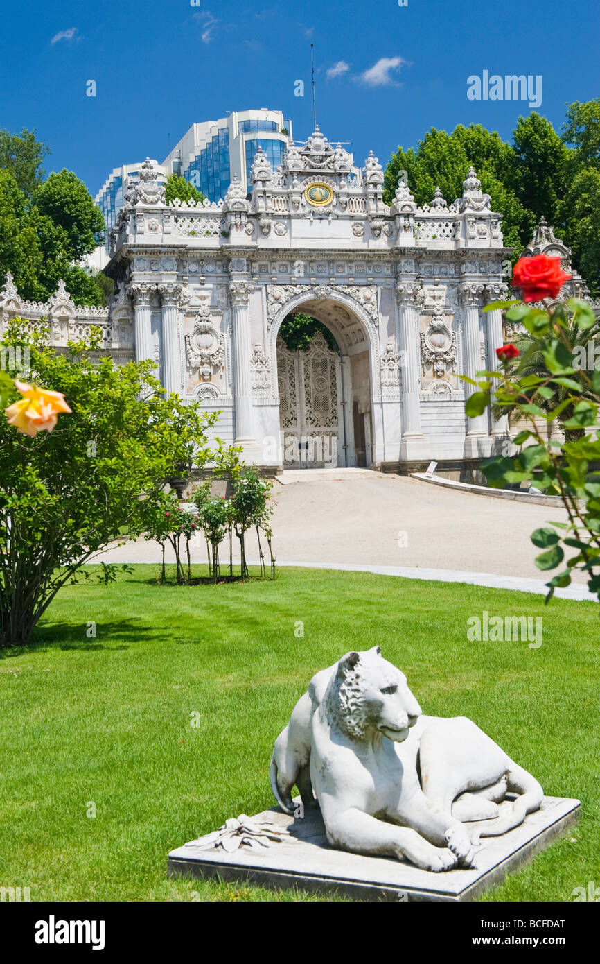 Turkey , Istanbul , Kabatas , statue or sculpture of lioness & cubs ...