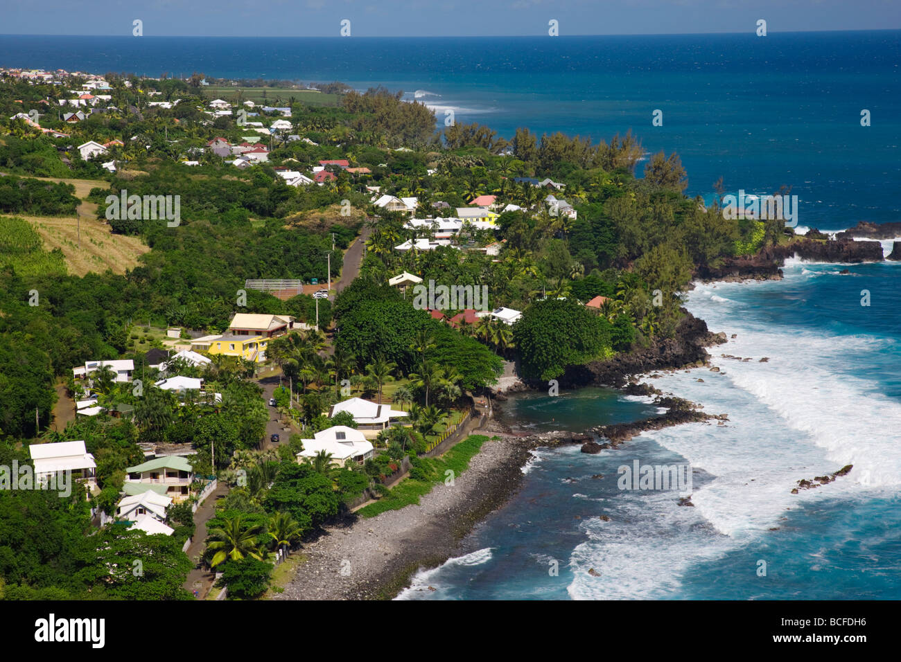 Reunion Island, South Reunion, Manapany-les-Bains seaside town Stock ...