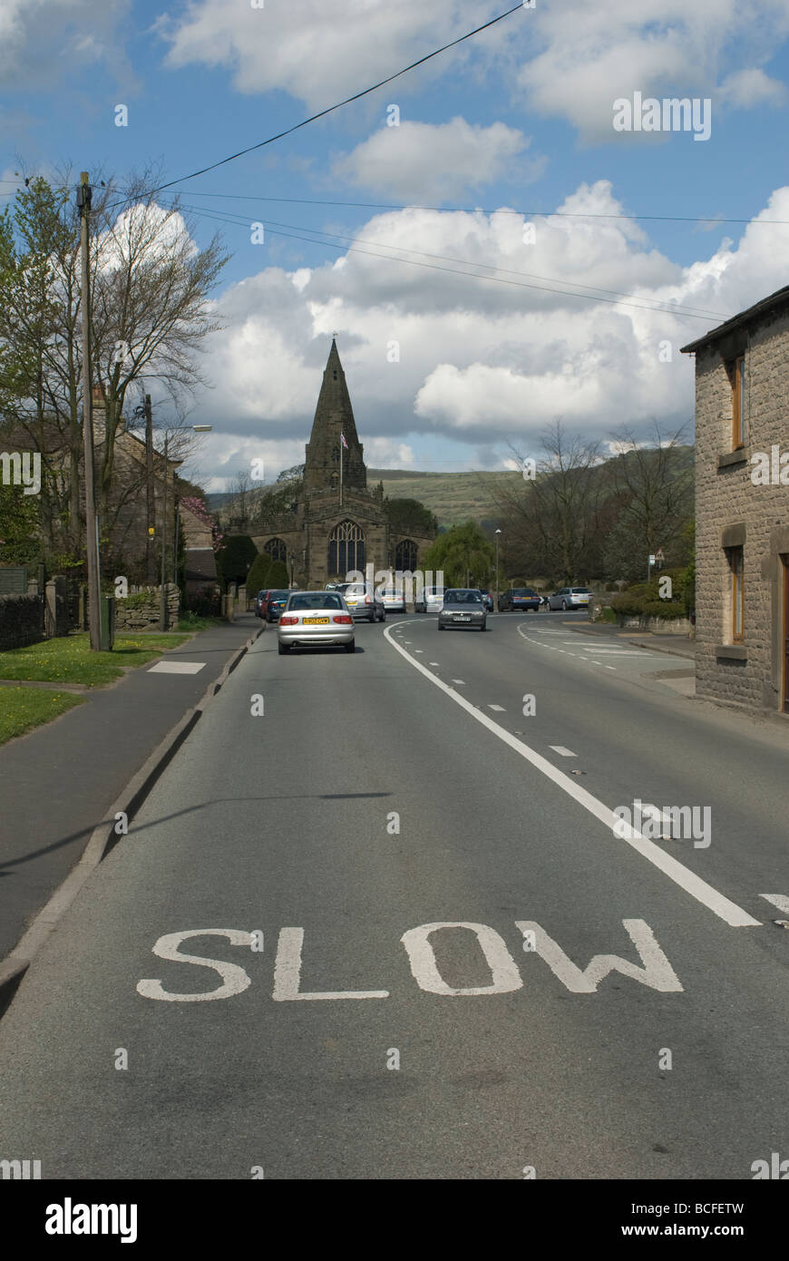 Slow road marking hi-res stock photography and images - Alamy