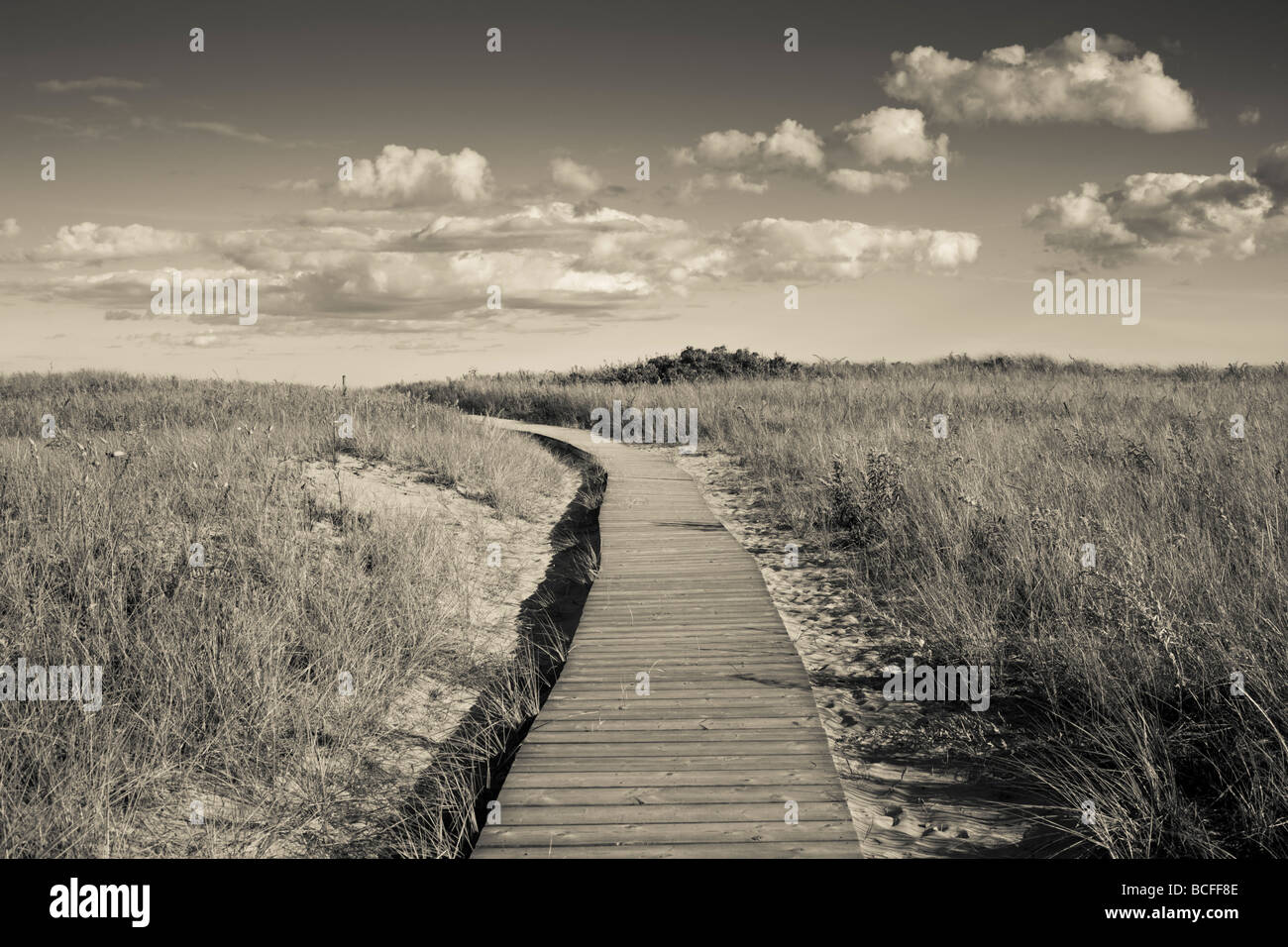 USA, Massachusetts, Cape Ann, Gloucester, Good harbour Beach, boardwalk ...