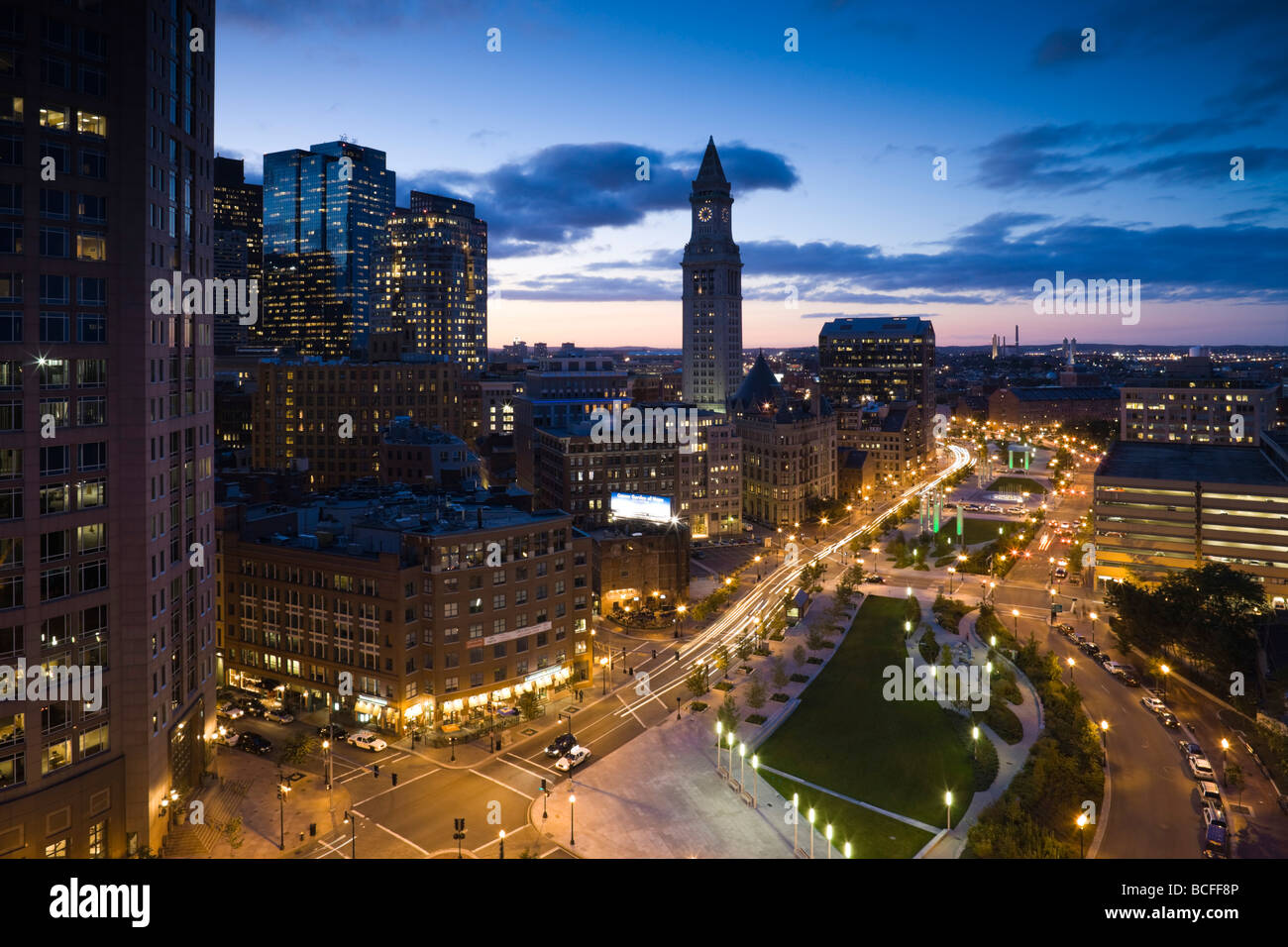 USA, Massachusetts, Boston, Atlantic Avenue Greenway and Customs ...
